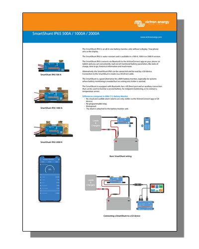SHU065150050 Victron Energy Smart Shunt IP65 500A/50mV All-in-one Battery Monitor